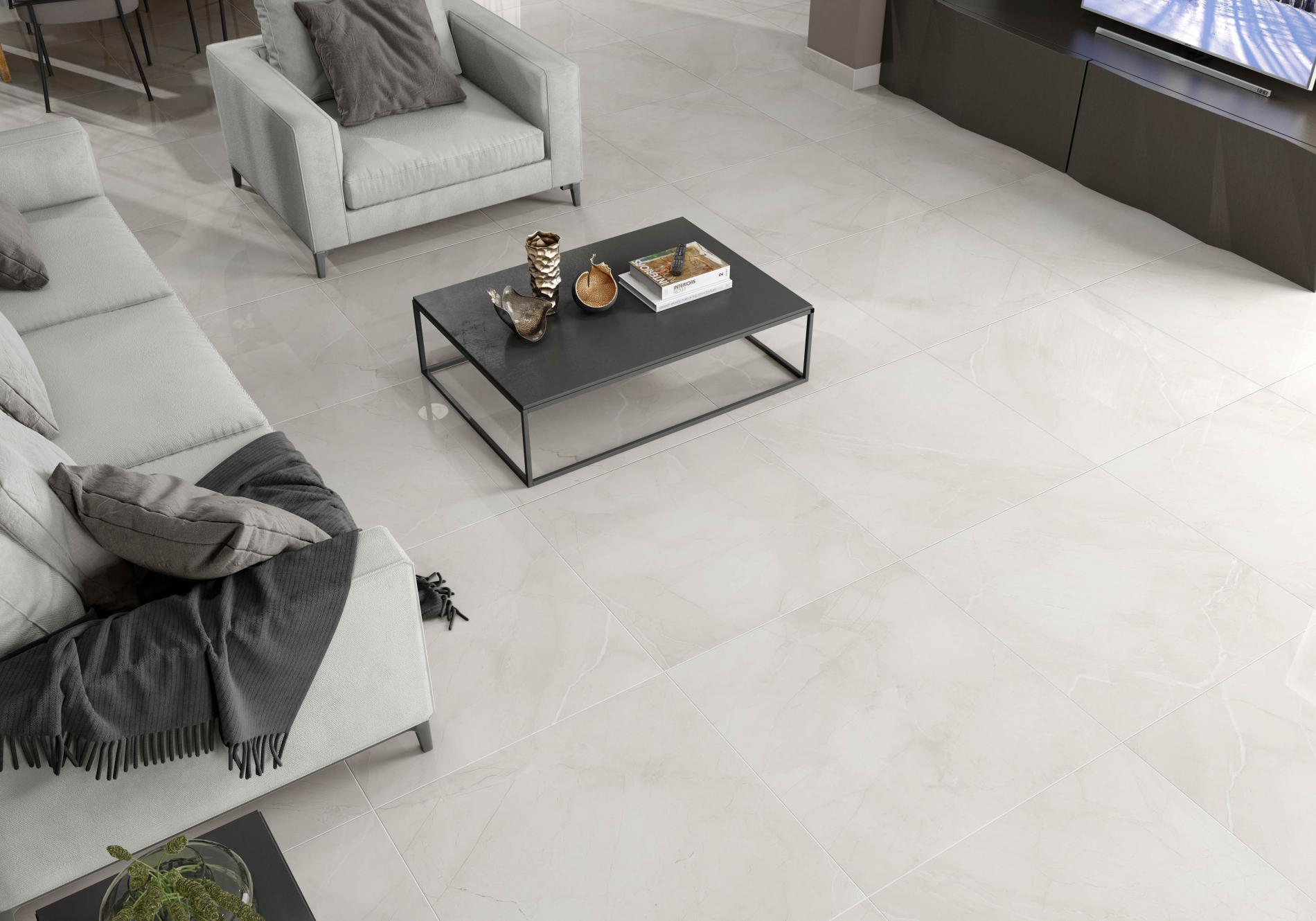 Light-coloured ceramic tiles are a timeless decorative element ...